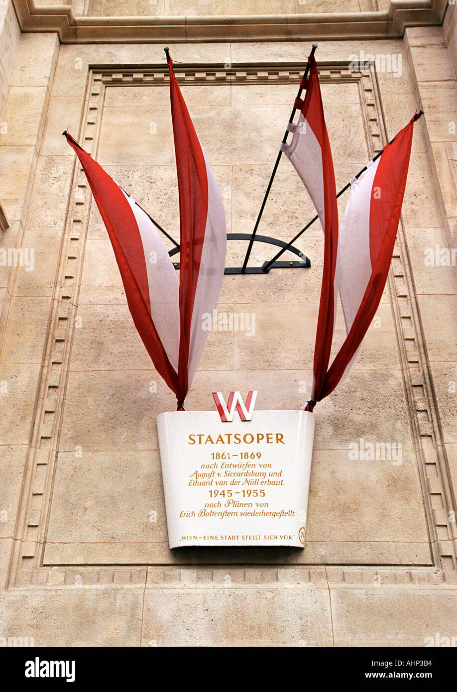 Flags outside the State Opera House in Vienna Austria Stock Photo - Alamy