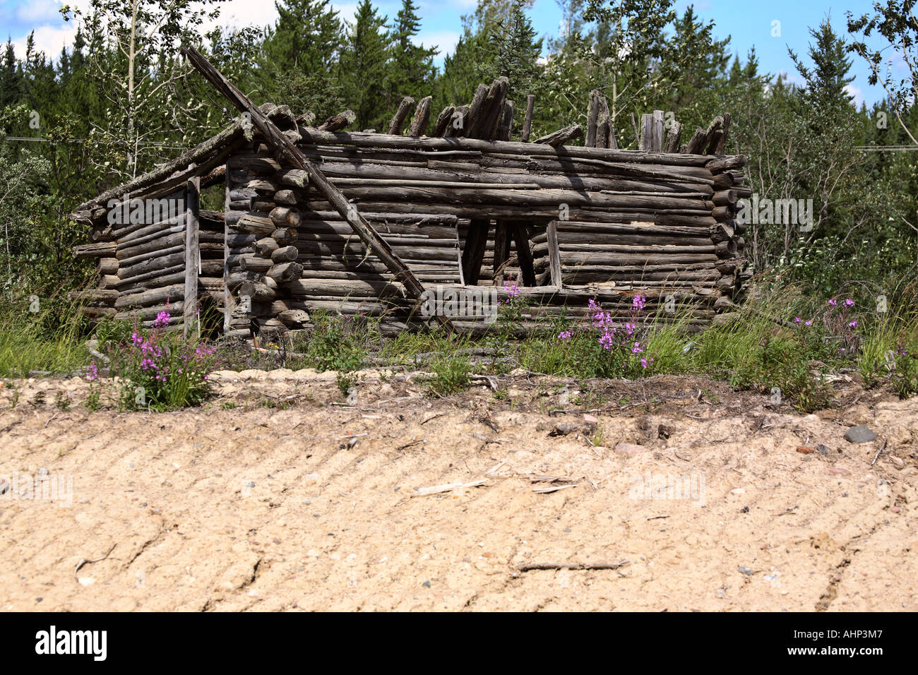 Dilapidated old log cabin in Narrow Hills in scenic Northern ...
