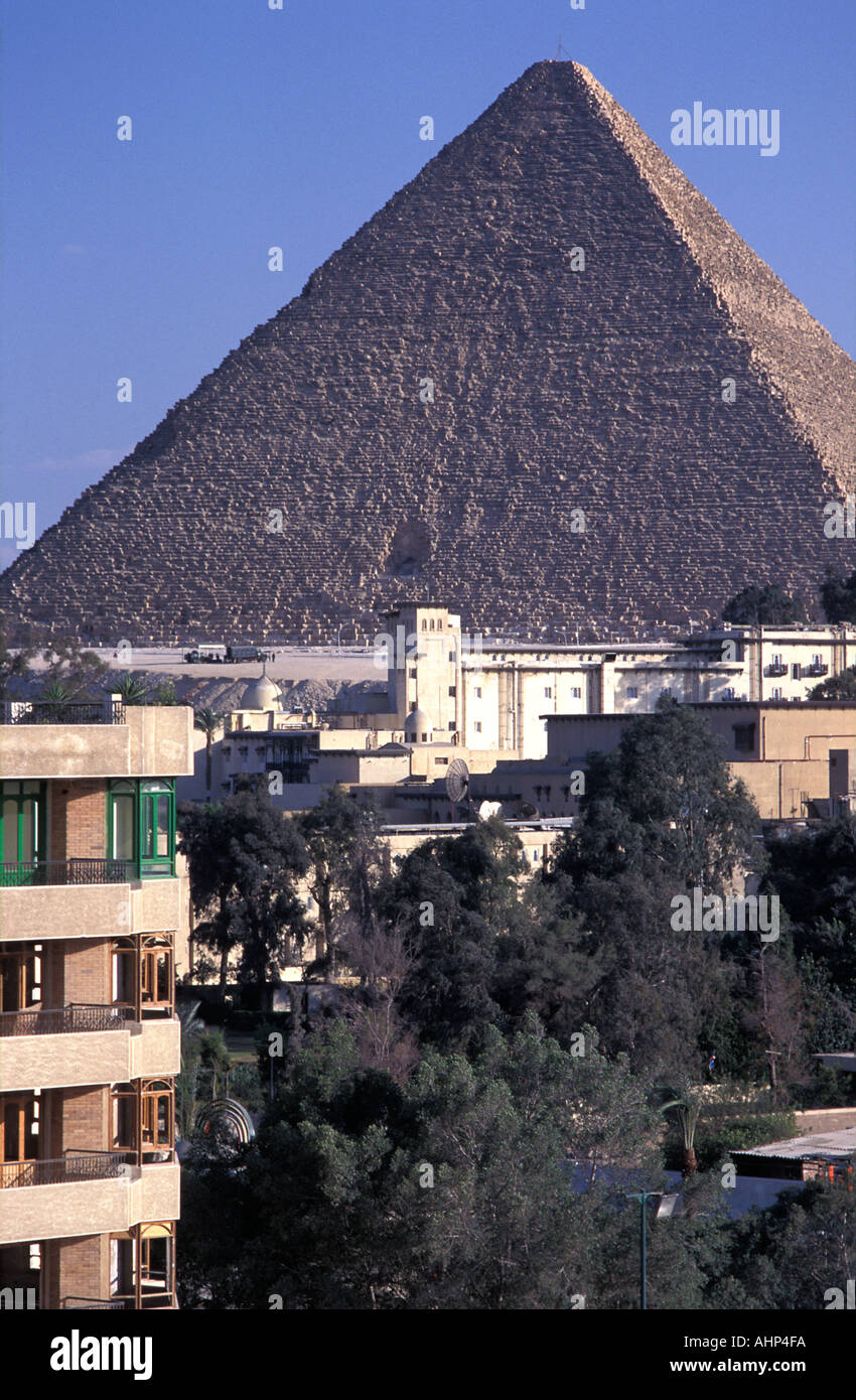 View of one of the Giza pyramids showing encroachment of urban ...