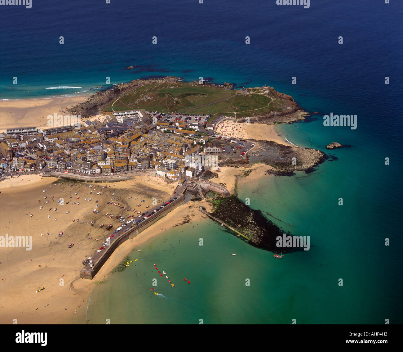 Town and seafront St Ives Cornwall UK aerial view Stock Photo - Alamy