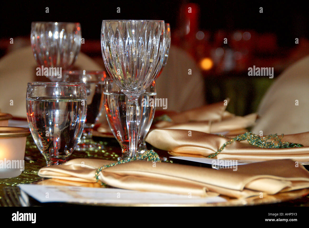 tables setting at a banquet Stock Photo - Alamy