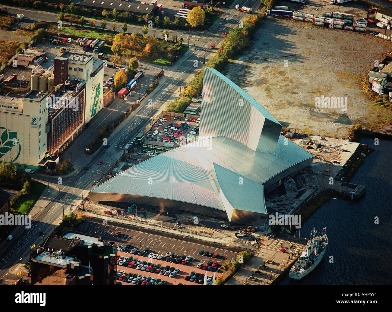 Imperial War Museum Trafford Park Manchester UK aerial view Stock Photo ...