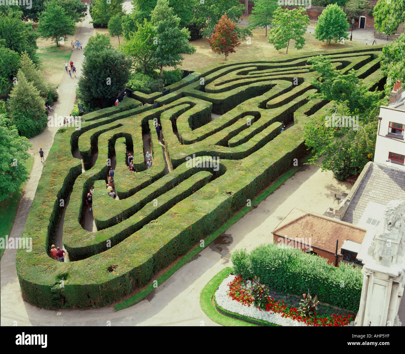 Maze at HamptonCourt Palace London low aerial view Stock Photo, Royalty ...