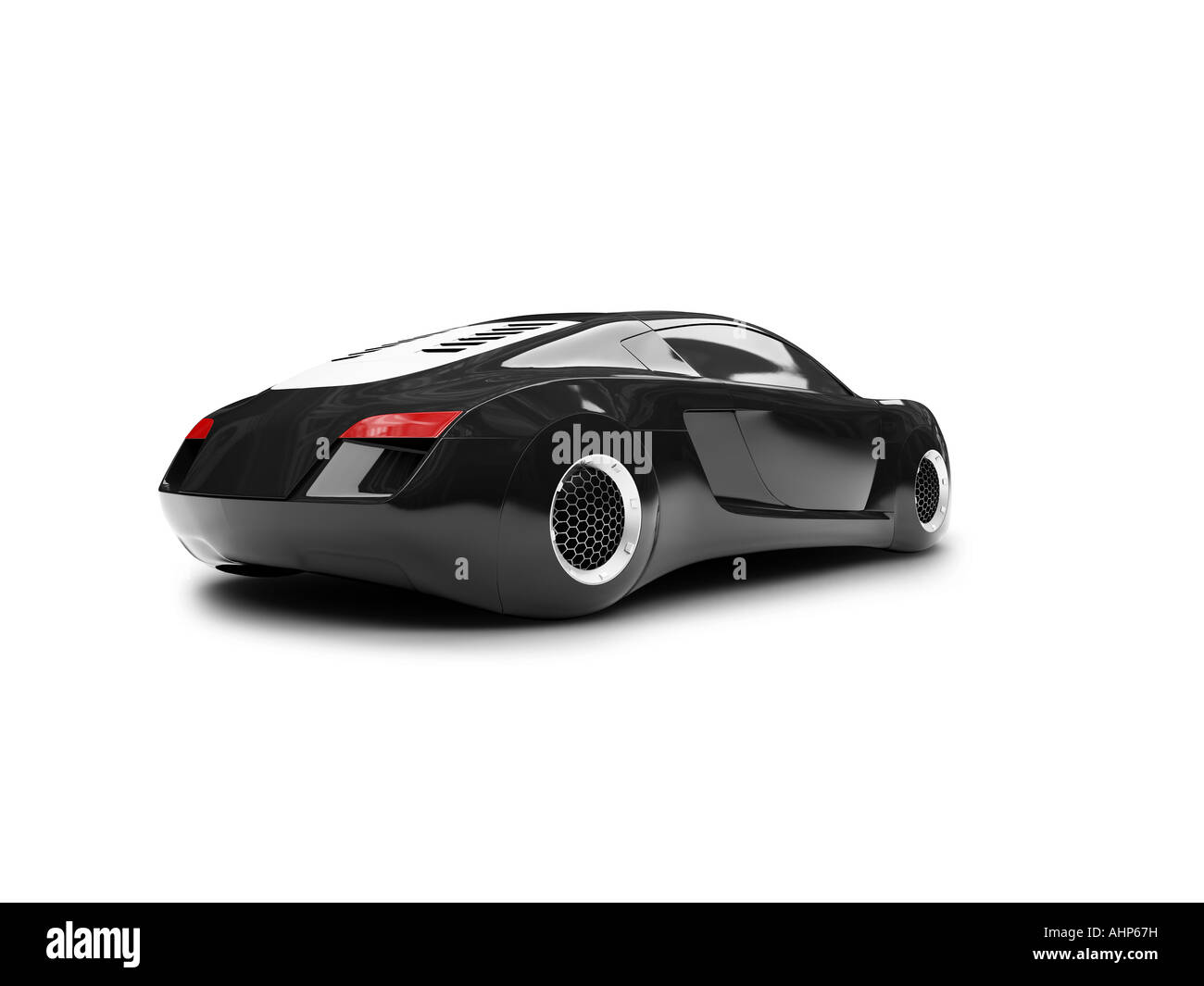 Isolated black super car back view Stock Photo - Alamy