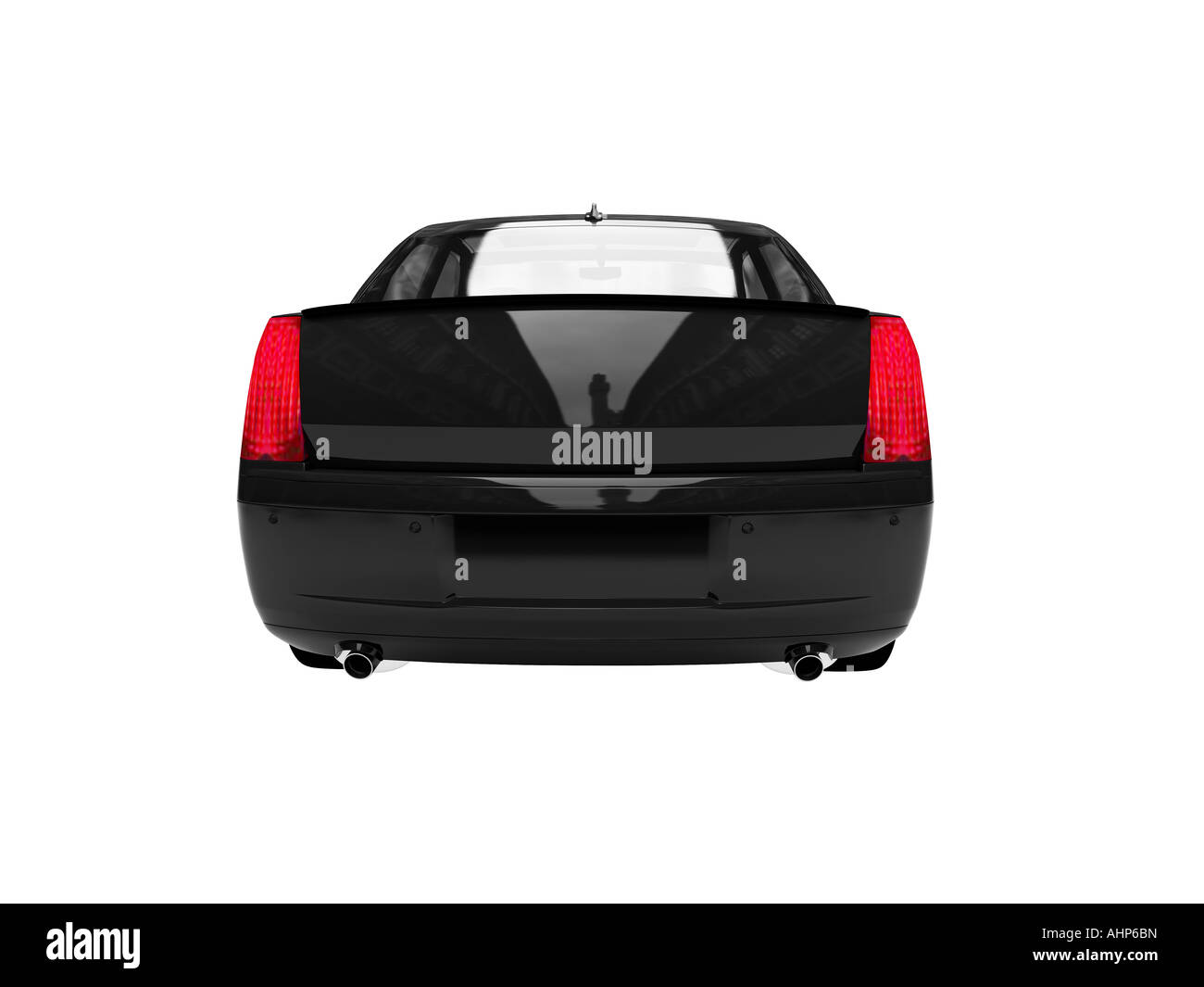Isolated black car back view Stock Photo - Alamy