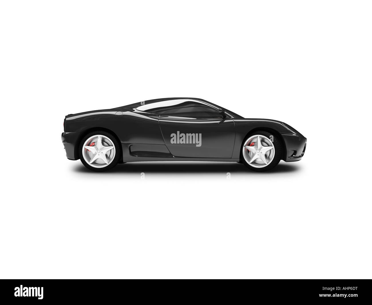 Isolated black super car side view Stock Photo - Alamy