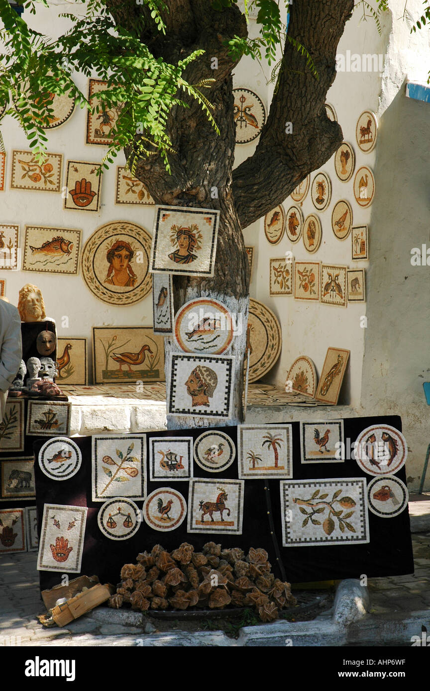 Souvenir stall in the picturesque village of Sidi Bou Said, Tunis Stock ...
