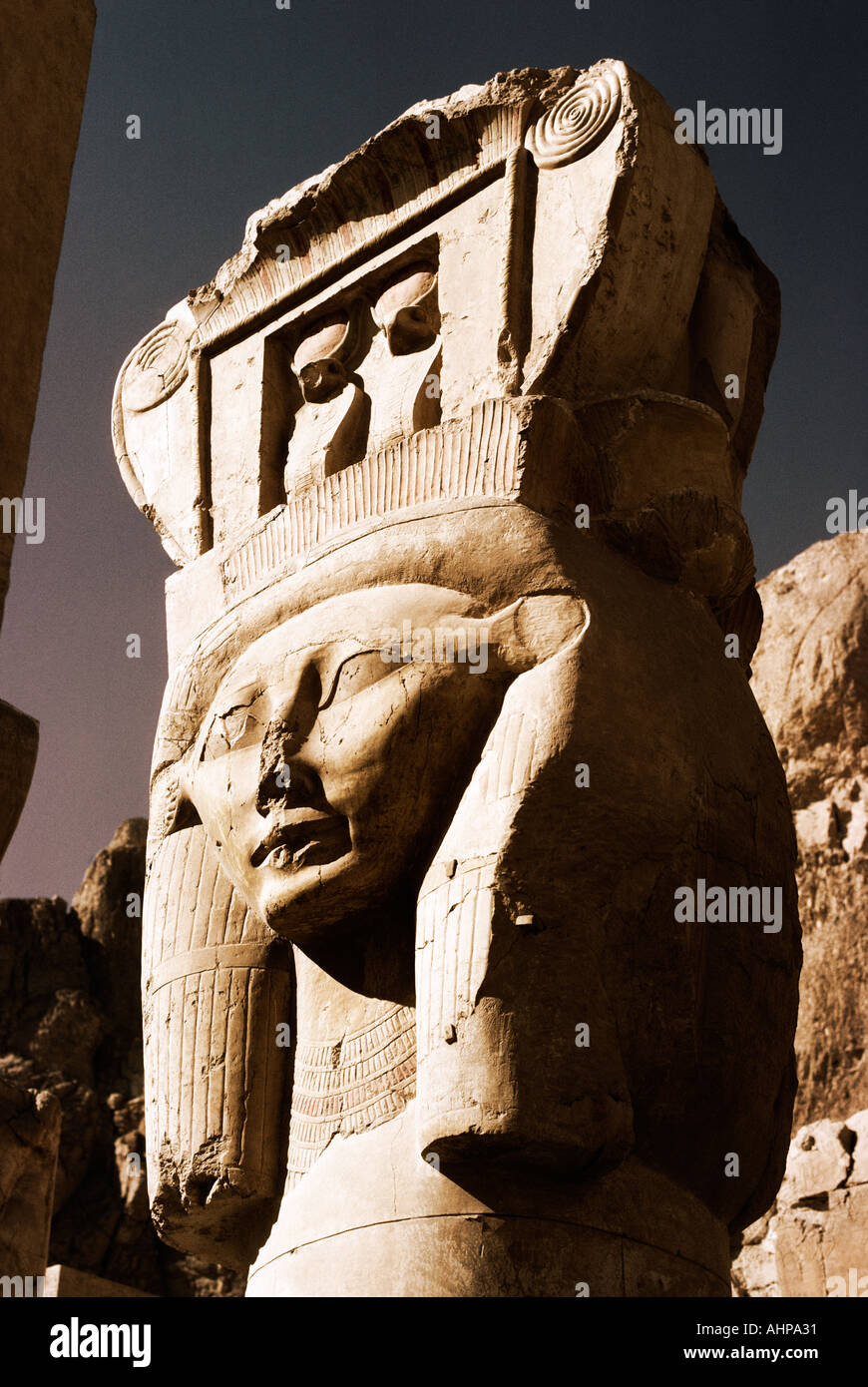 Digitally Modified Close up Of Capital of Egyptian Hathor or Athor or ...