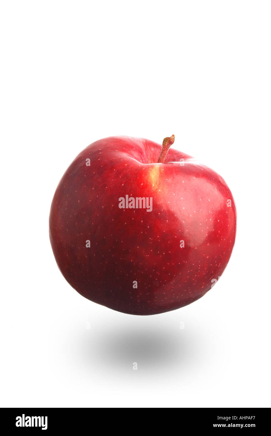 Red apple with white background and simple shadow Stock Photo - Alamy