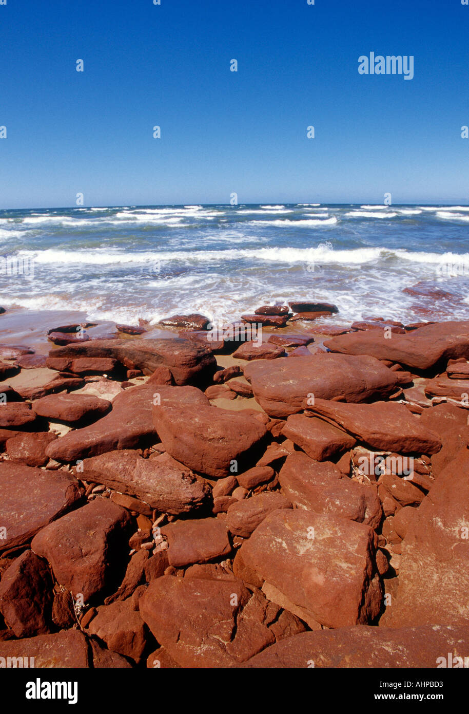 red rocks on the coast of Prince Edward Island Canada Stock Photo - Alamy