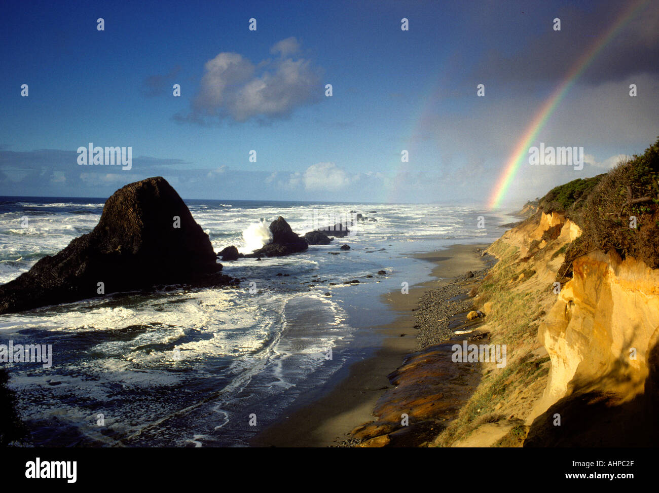 Coast near Seal Rock with rainbow Oregon Stock Photo - Alamy