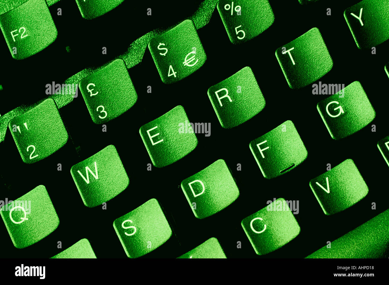 PC Keyboard Detail Showing QWERTY Keys Greens Stock Photo - Alamy