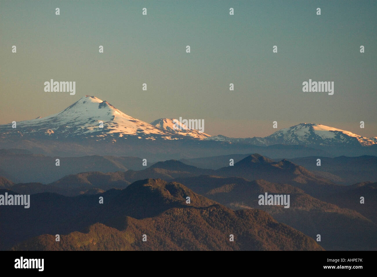 Volcano Llaima seen from Volcano Villarrica PucÃ n Patagonia Chile ...