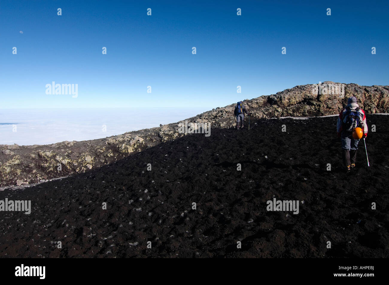 Hikers on crater rim hi-res stock photography and images - Alamy