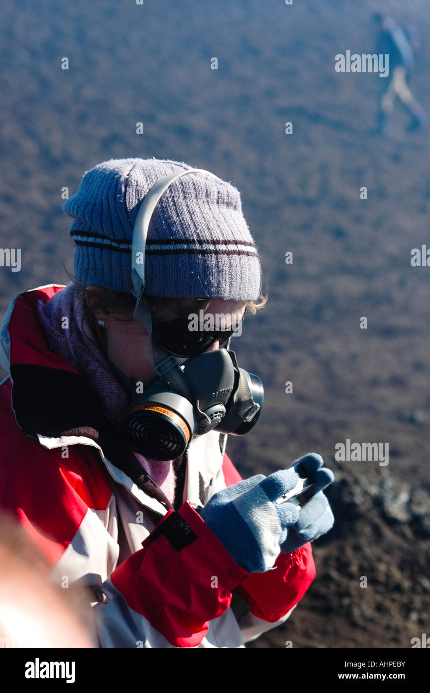 Gas mask agains volocano fumes Volcano Villarrica PucÃ n Patagonia ...
