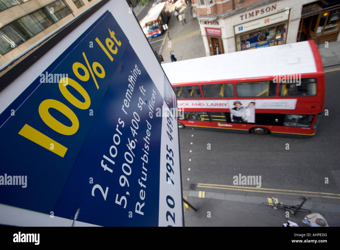 aerial view of Office space to let advertising board with 100% to let ...