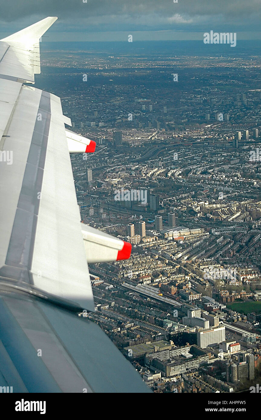 Vertical aerial view of west London from an aeroplane window Stock ...