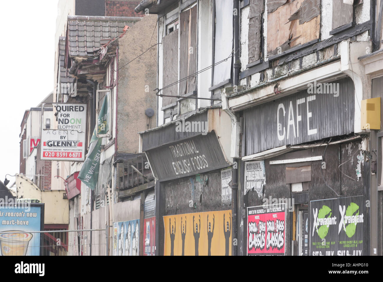 Closed and shuttered shops in an area awaiting regeneration Dagenham ...