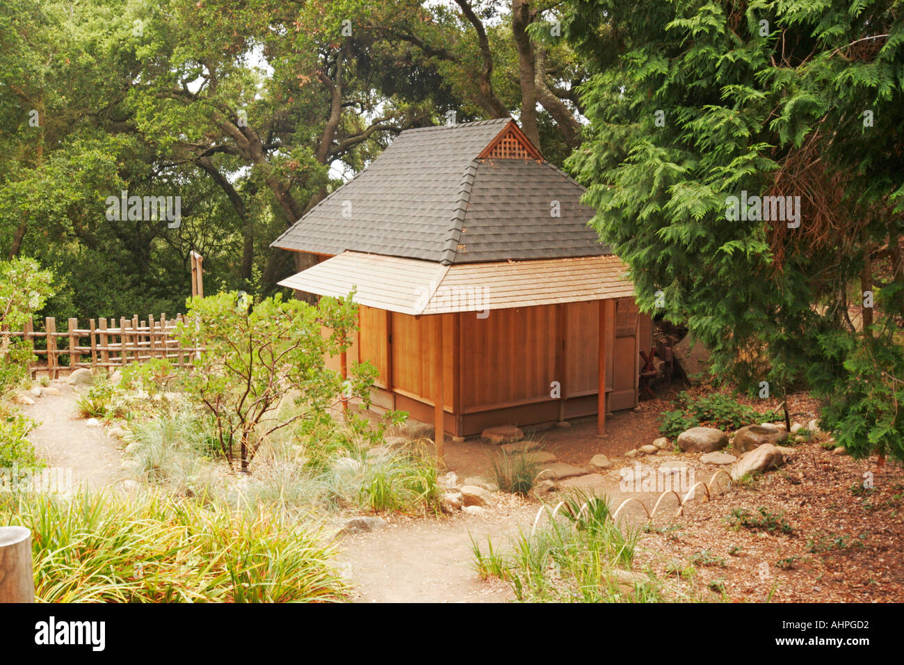 Santa Barbara Botanical Garden California USA Japanese Tea House Stock ...