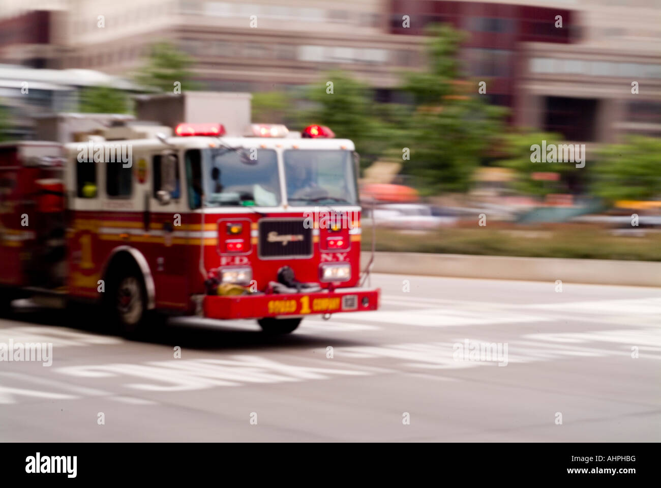 New York fire engine, blurred motion Stock Photo - Alamy