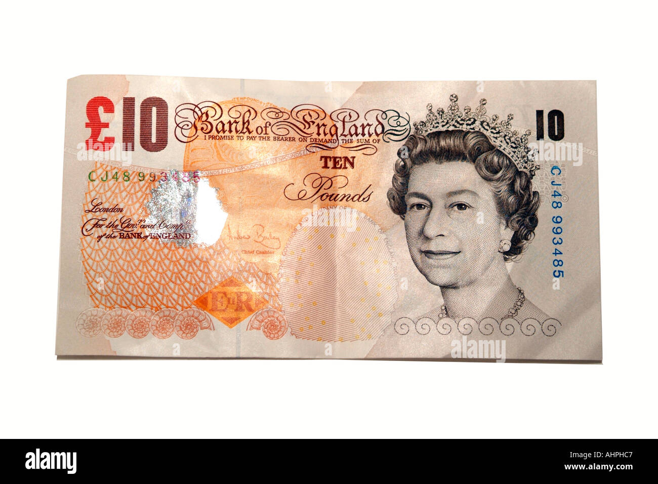 The front view of an English 10 pound note Stock Photo - Alamy