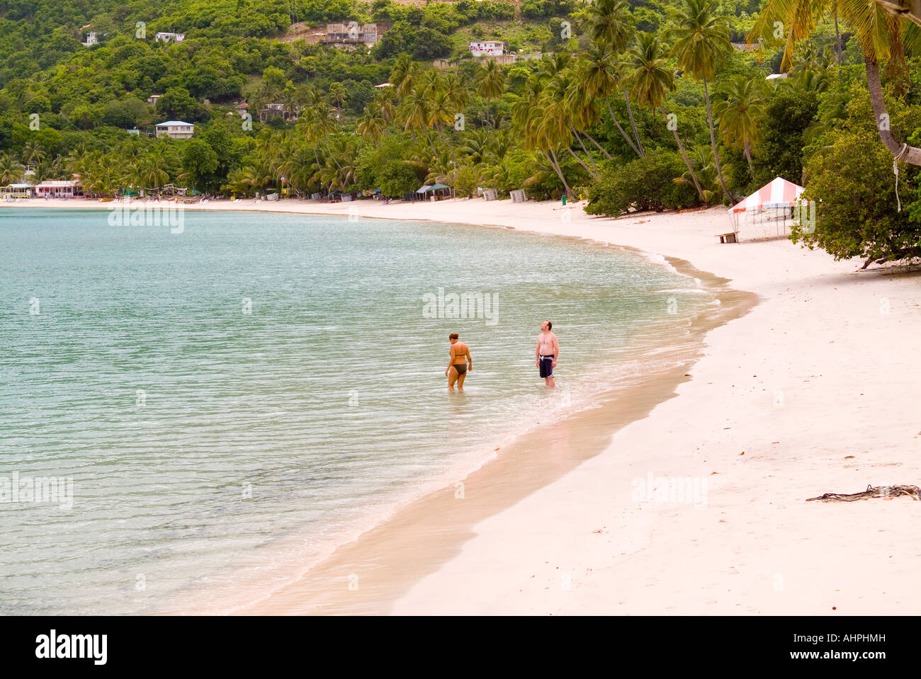 Bathers on Caribbean Beach Stock Photo - Alamy