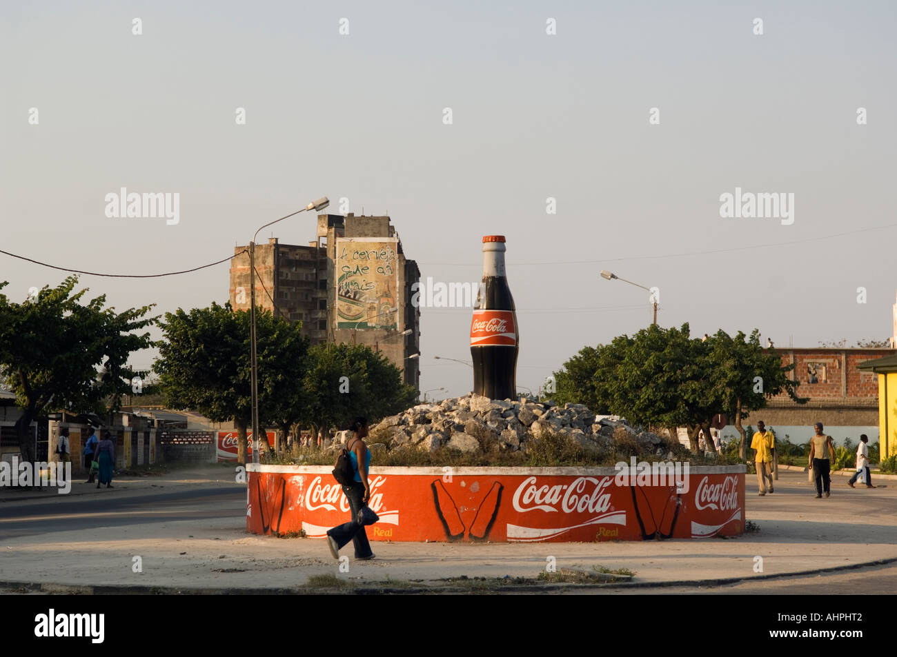 street scene, derelict high rise buildings dot the city, Beira ...