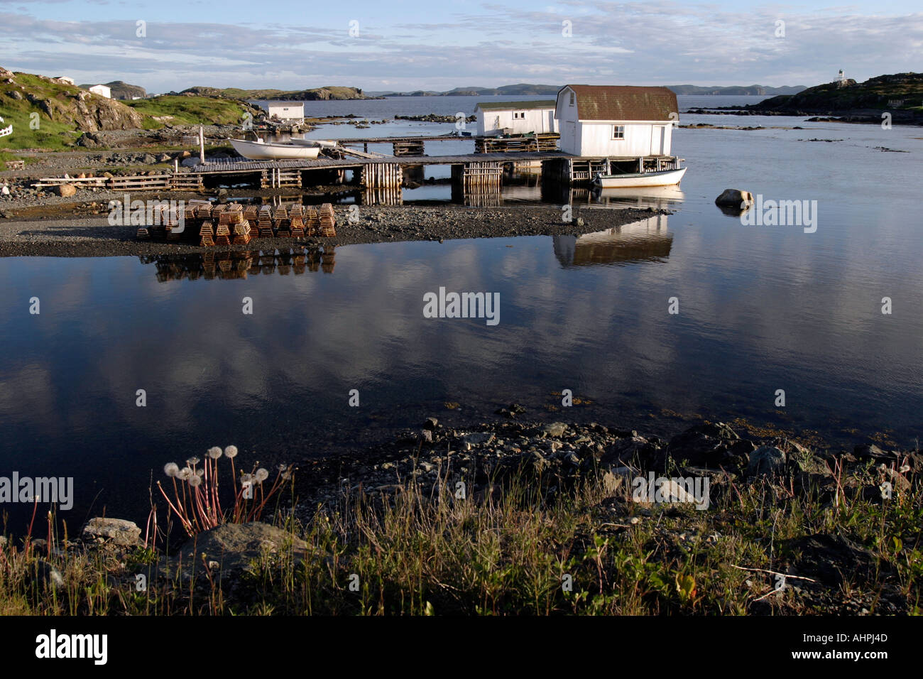 Fishing warf with small boats in Twillingate, Newfoundland, Atlantic ...