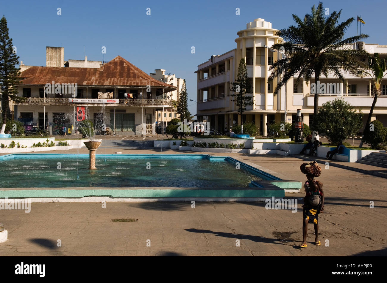 Municipal Square is ringed by old colonial buildings, Beira, Mozambique ...