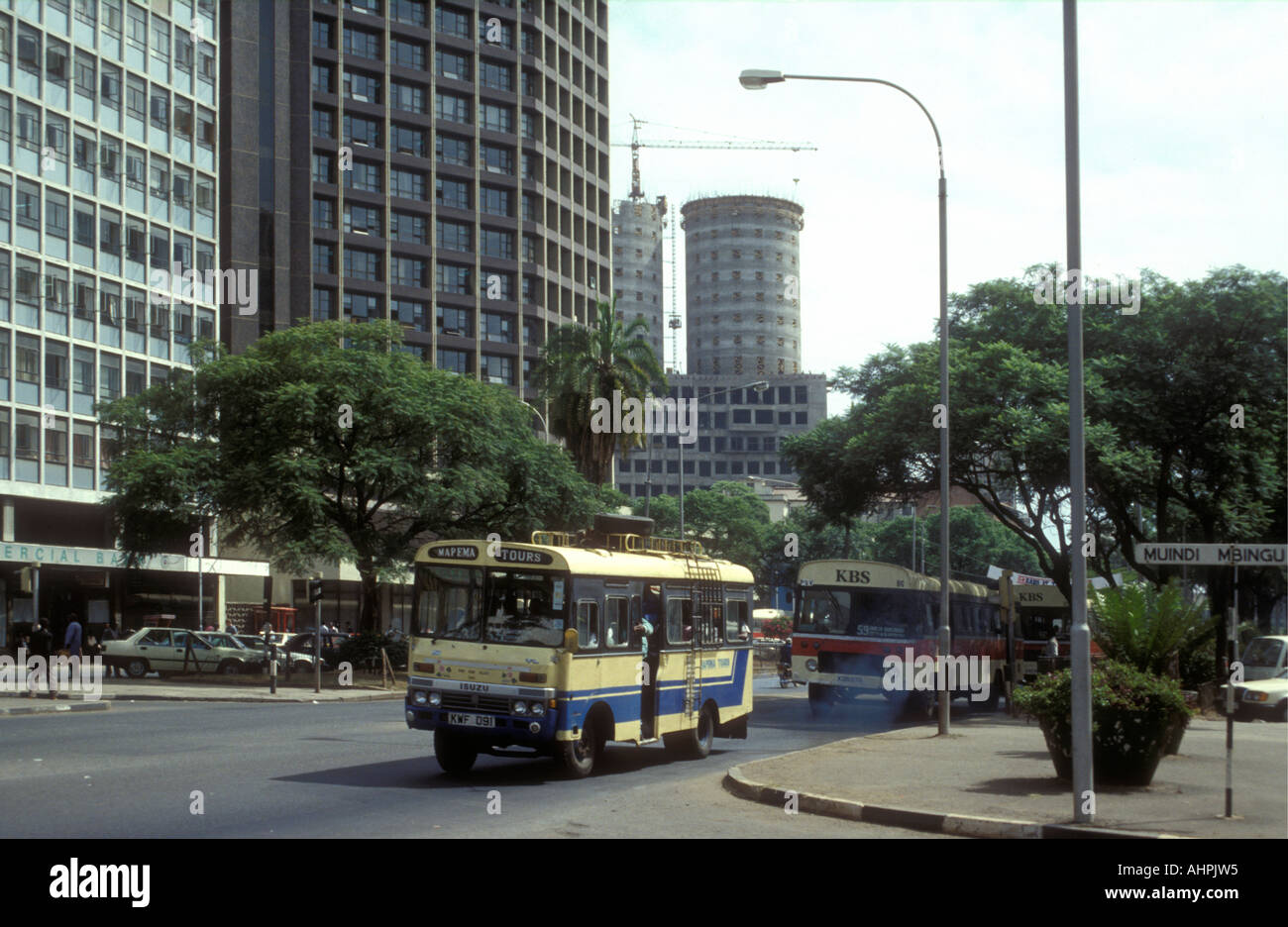 Single decker buses on Kenyatta Avenue Nairobi Kenya East Africa Stock ...