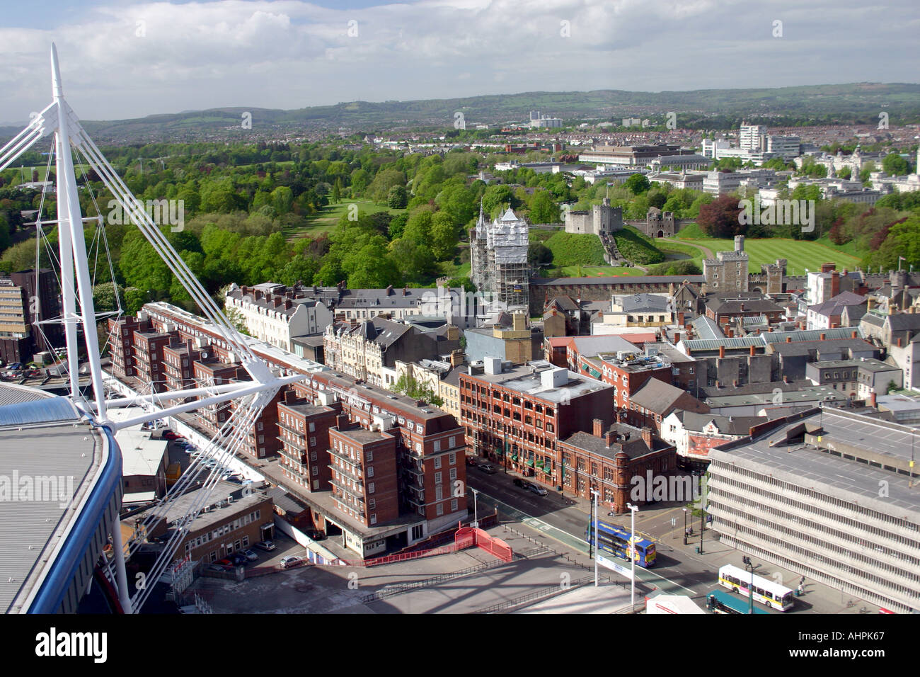 Rooftop View of Cardiff City and Landscape South Wales Stock Photo - Alamy