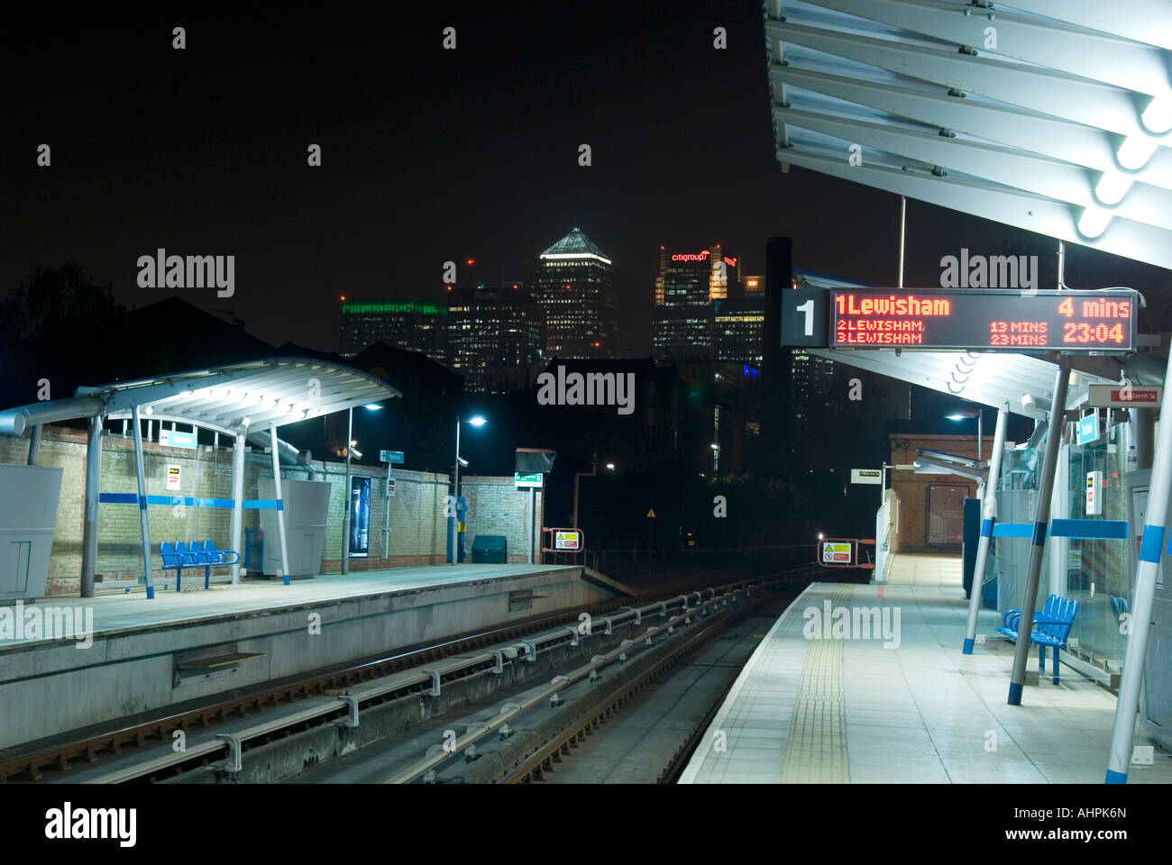 DLR station at night Stock Photo - Alamy