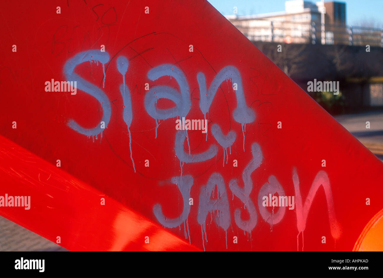 Graffiti on the Wave Sculpture Newport South East Wales Stock Photo - Alamy