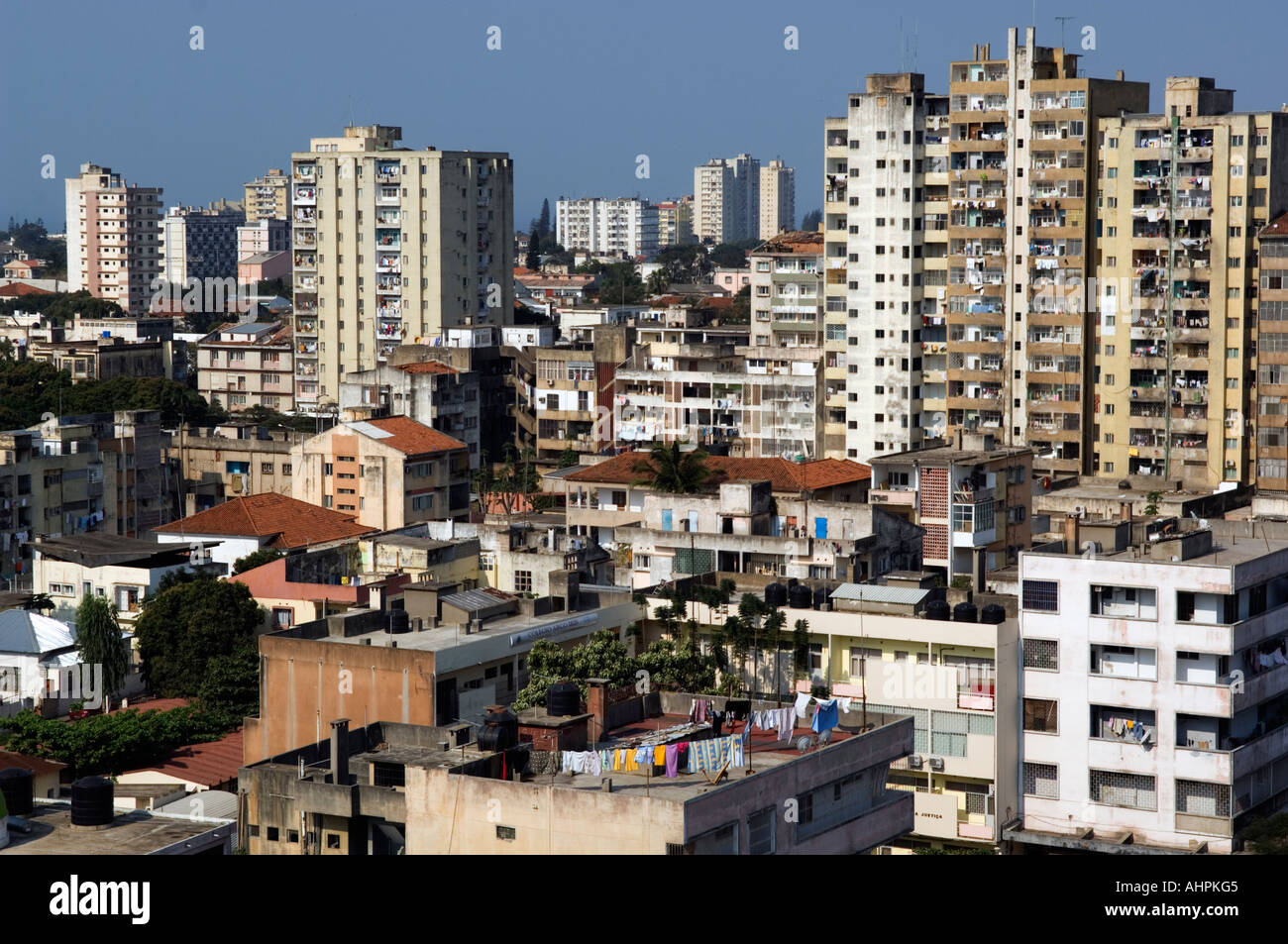 high rise buildings from the 1950s and 1960s dot the city, Maputo ...