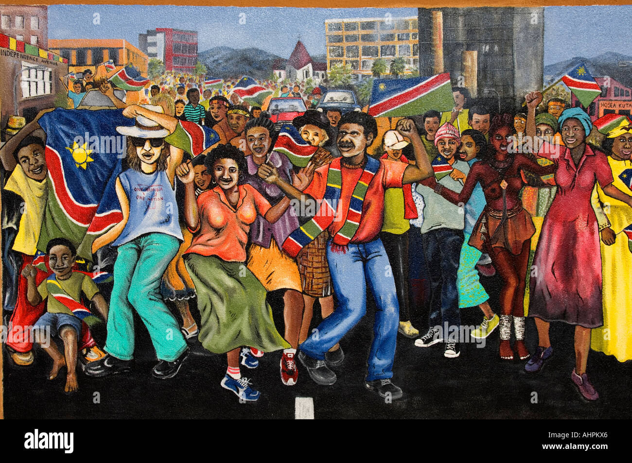 mural depicting the celebration of independence in 1990, Windhoek ...
