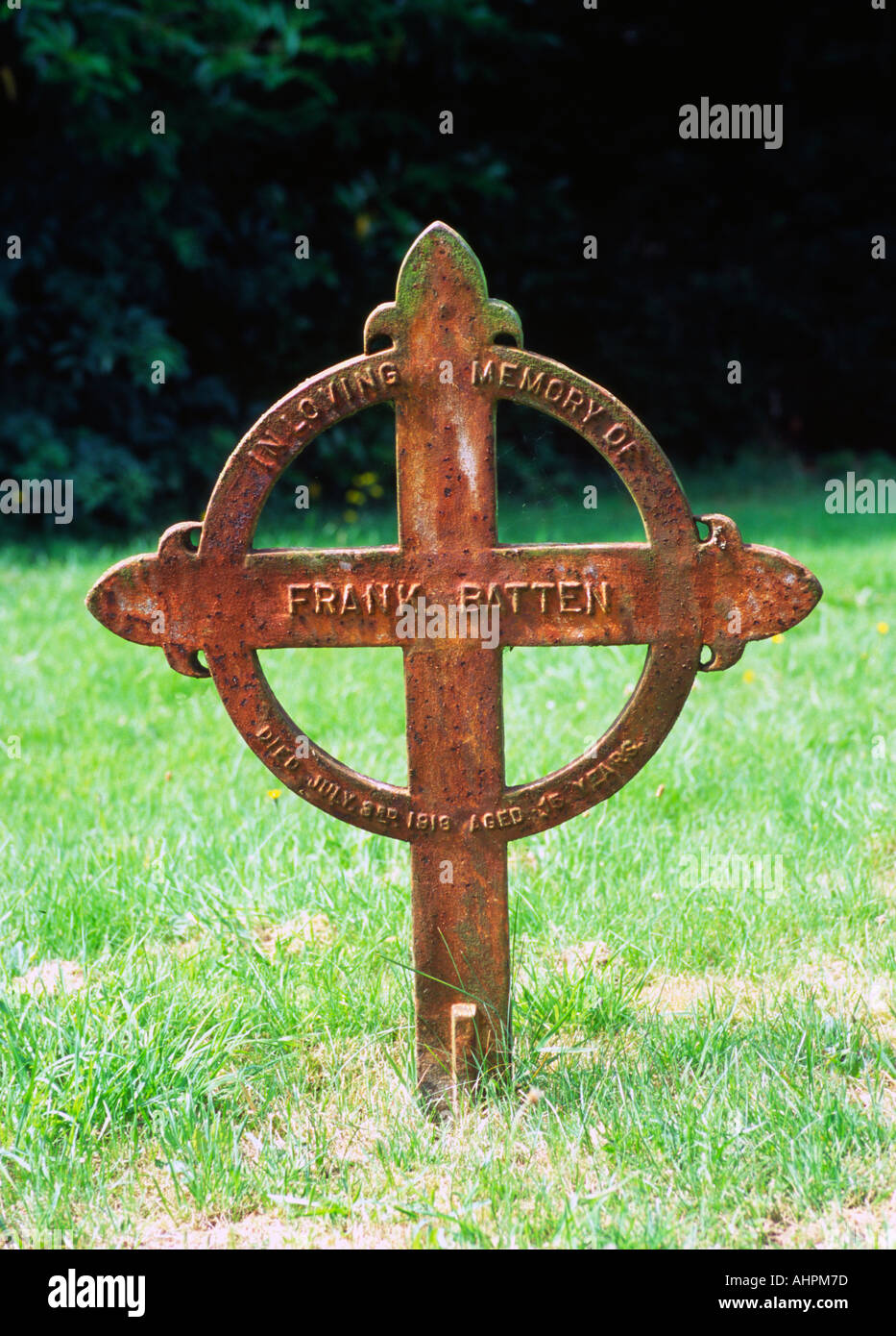 Iron grave marker Colyton Devon Stock Photo - Alamy