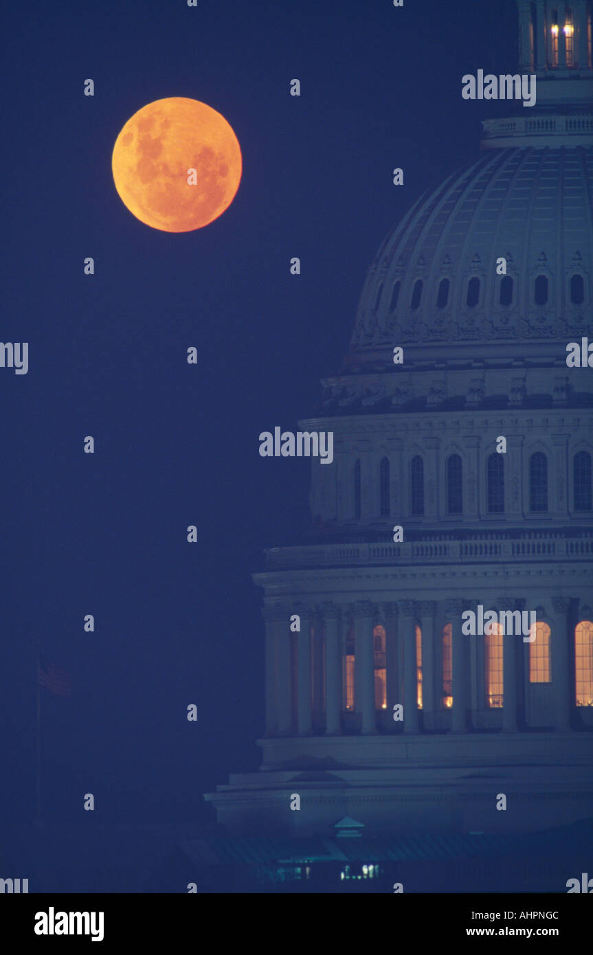 Full moon over U S Capitol in Washington D C Stock Photo - Alamy