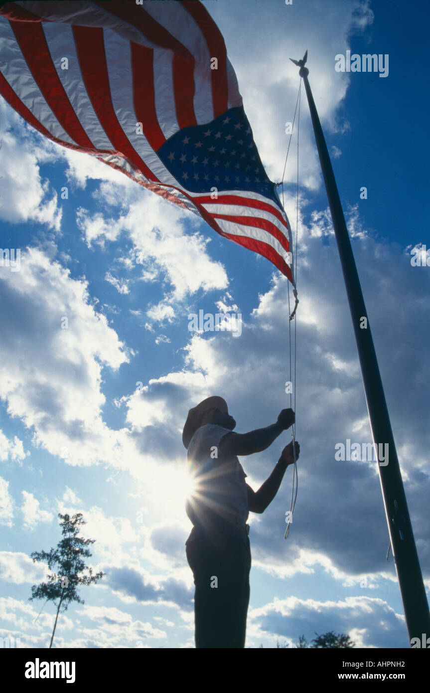 American flag raising ceremonies hi-res stock photography and images ...