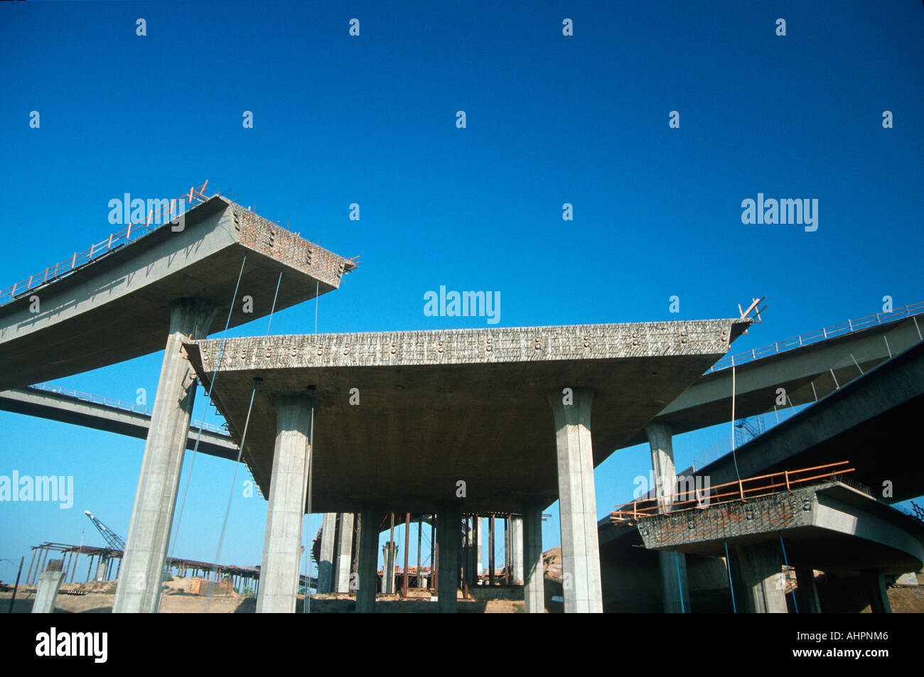 Multi level freeway under construction Stock Photo - Alamy