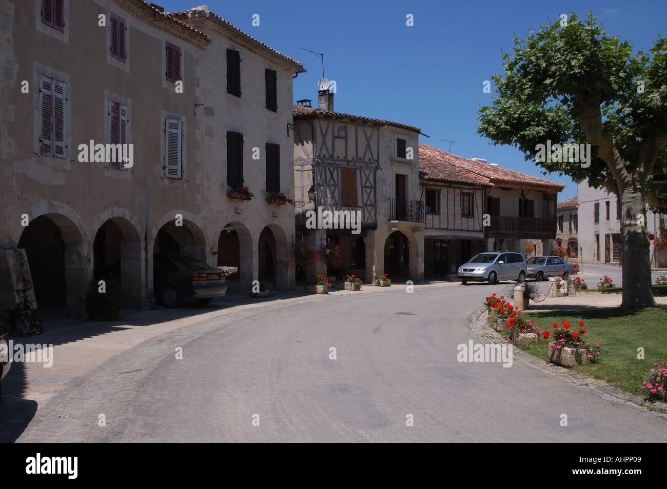 Fources a 14th century Bastide in the Gers France Stock Photo - Alamy