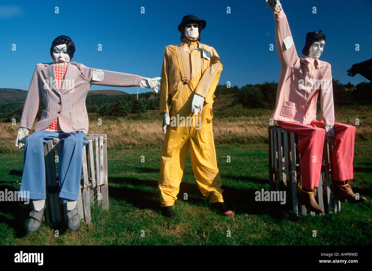 Dummies in suits in a front yard in Nova Scotia Canada Stock Photo - Alamy