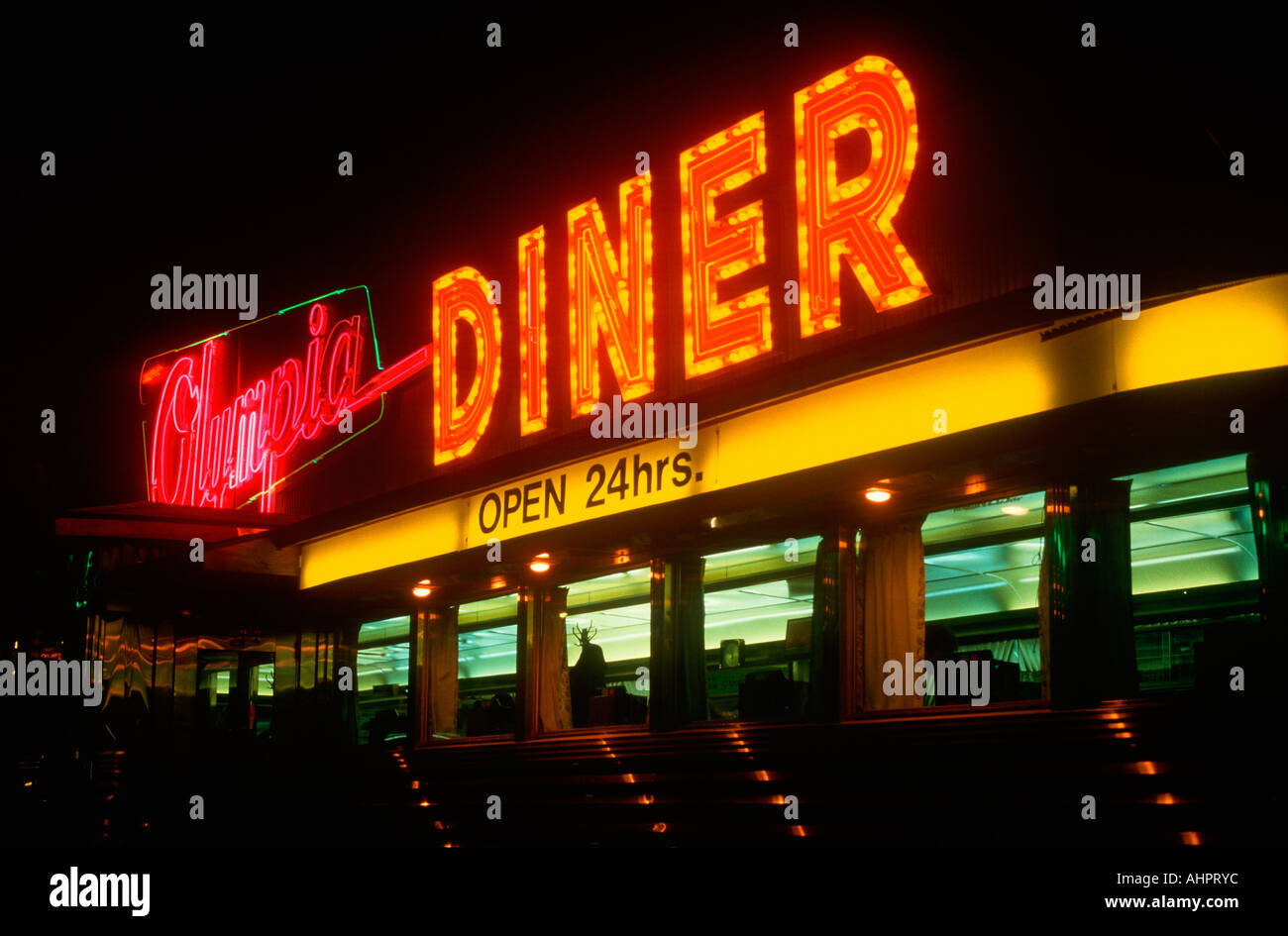 Neon diner sign at night near Hartford Connecticut Stock Photo - Alamy