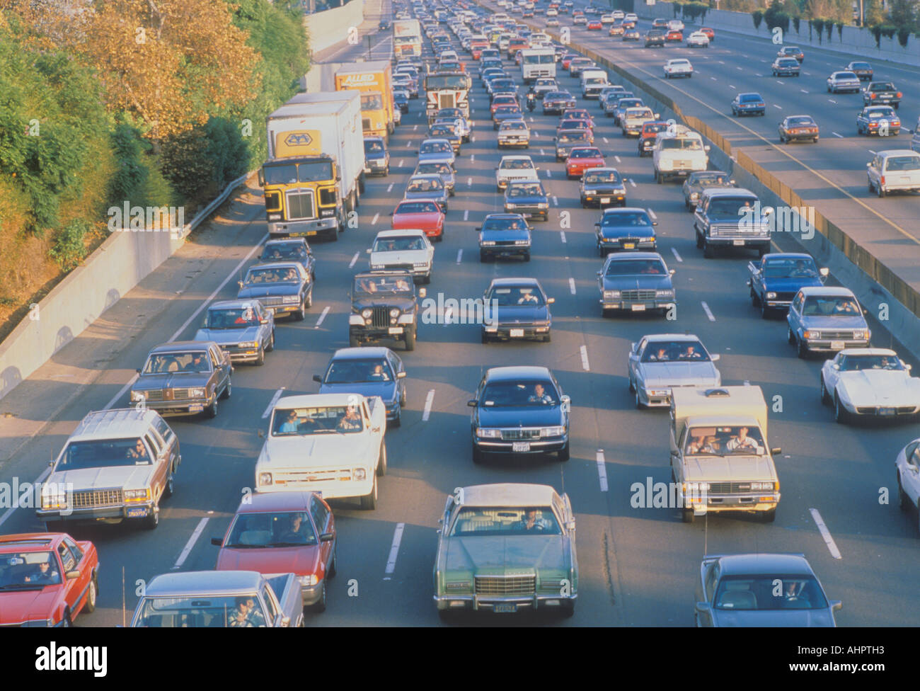 The 405 Freeway at Sunset Rush Hour Traffic Los Angeles California ...
