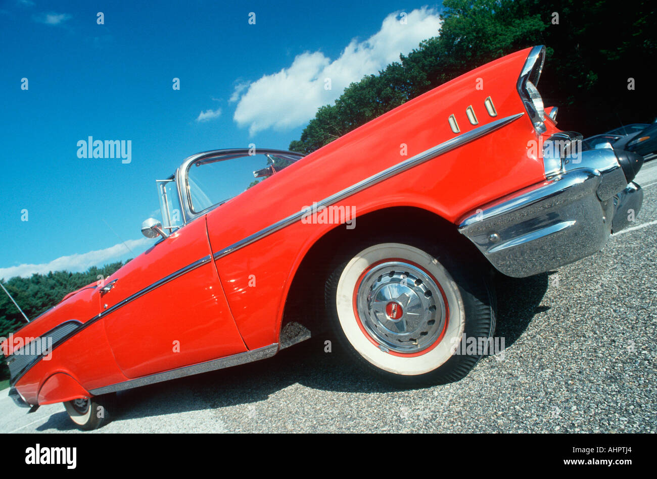 Profile of a red 1957 Chevy convertible in Delaware Stock Photo - Alamy