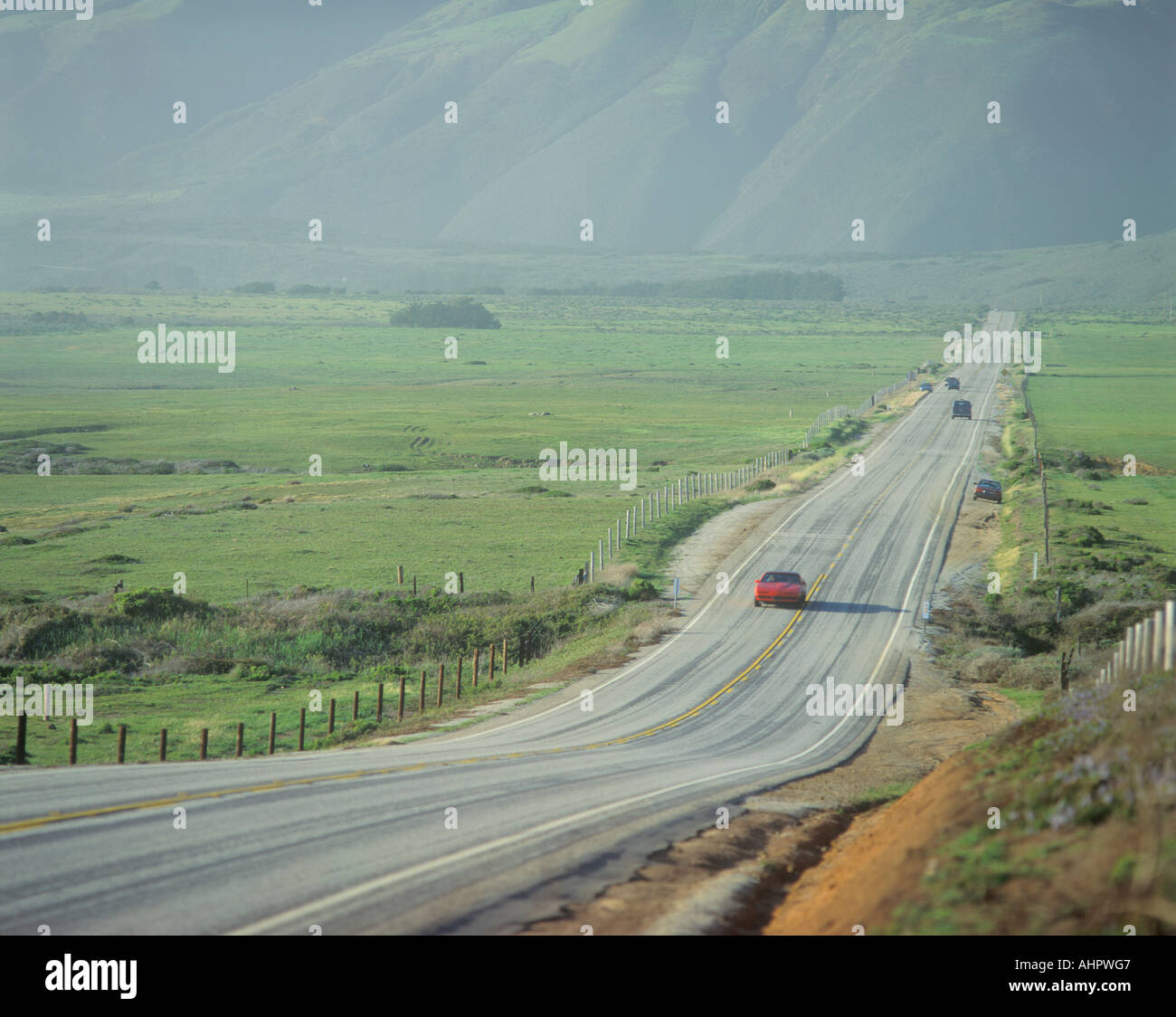 Cars on Spring Road on Route 1 Pacific Coast Highway California Stock ...