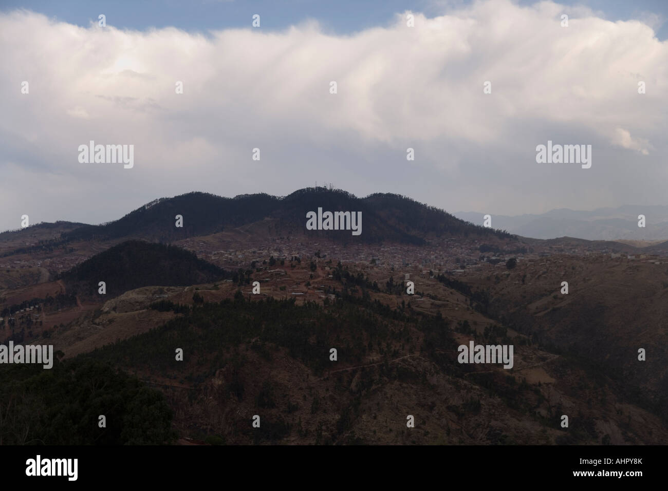 View of the Andes and Sucre from the Parque Cretacico, the Dinosaur ...