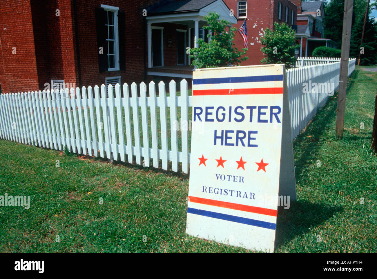 Voter registration sign with white picket fence Buckingham Virginia ...