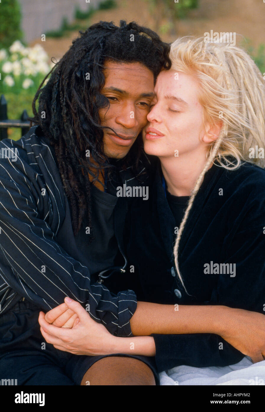 Close up of multi cultural couple wearing dreadlocks New York Stock ...
