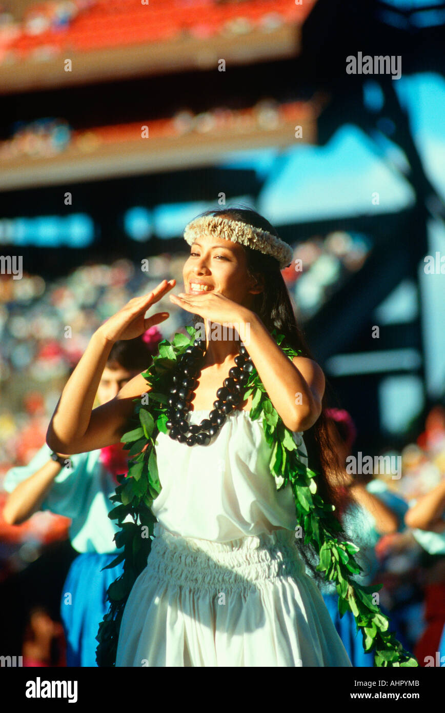 Female Hawaiian native dancer at Unity Day ceremony Honolulu Hawaii ...