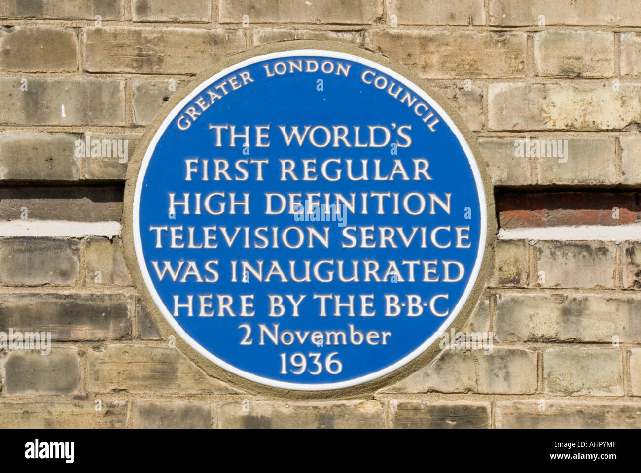 Plaque commemorating the first TV broadcast from Alexandra Palace aka ...